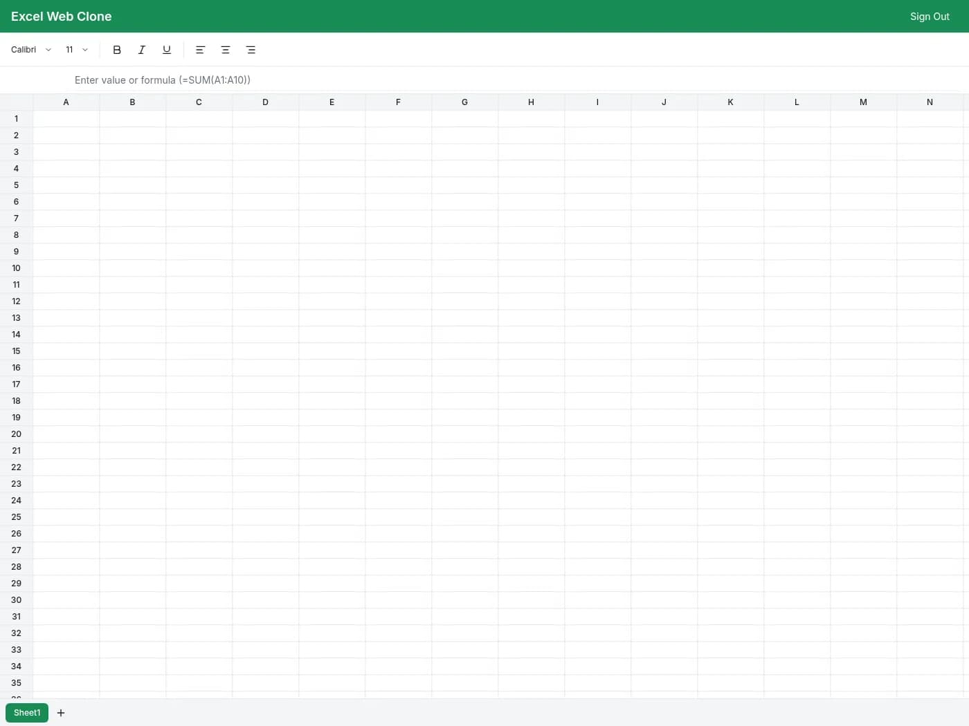 Excel Sheet Web Clone