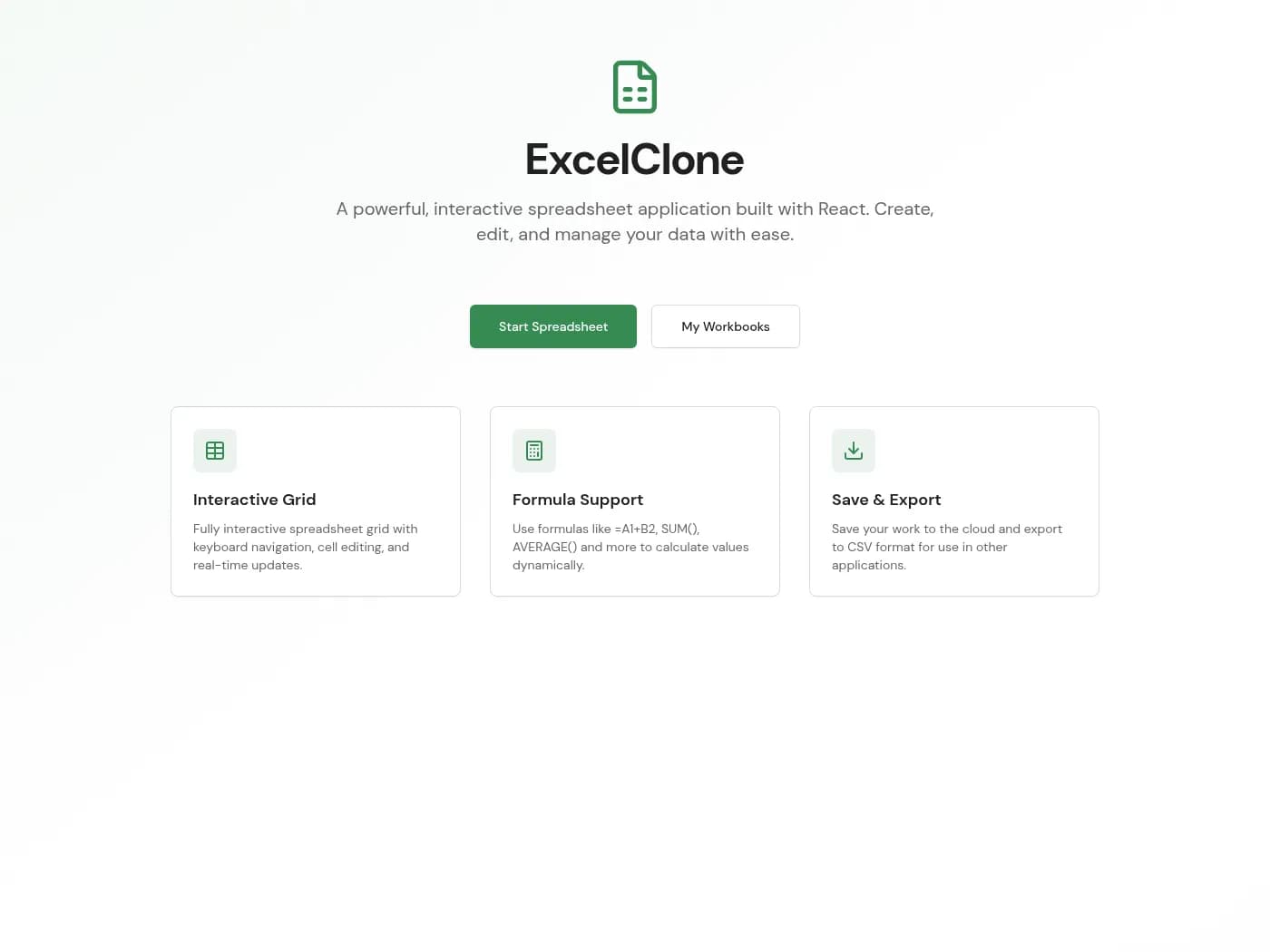 ExcelClone Interactive Spreadsheet Web App
