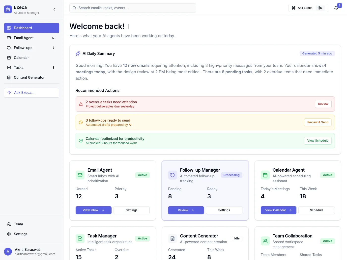 Execa – AI-Powered Unified Office Manager SaaS Platform