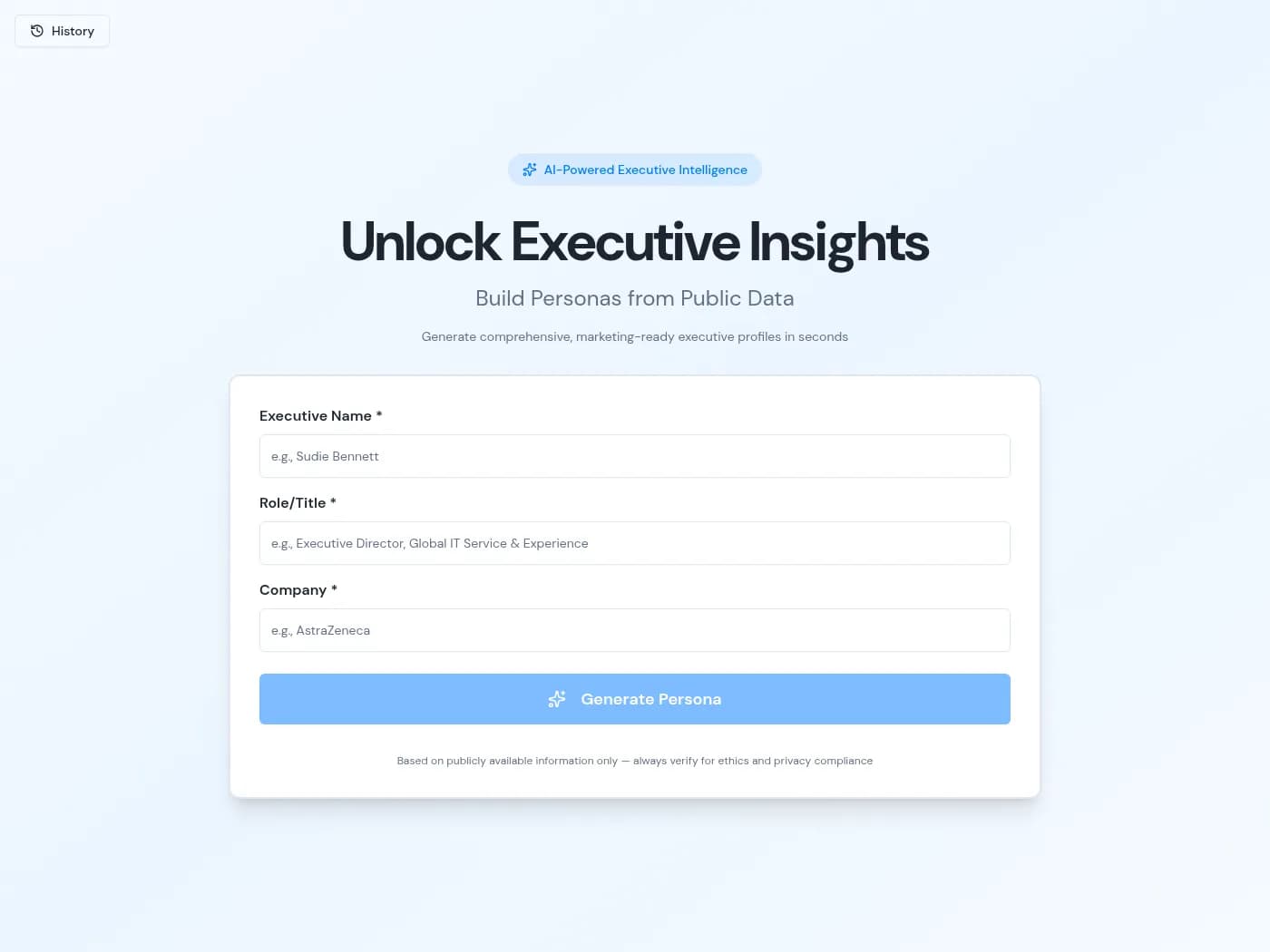 ExecPersona AI – Instantly Generate Executive Marketing Personas from Public Data