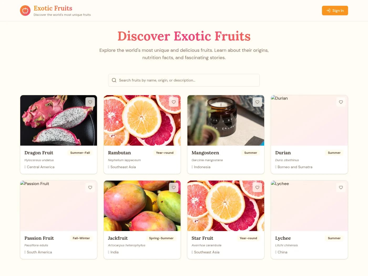 Exotic Fruits Explorer