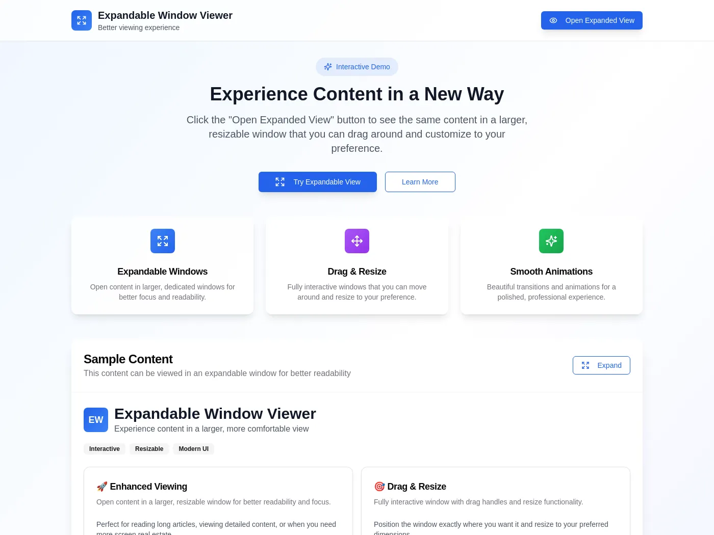 Expandable Window Viewer