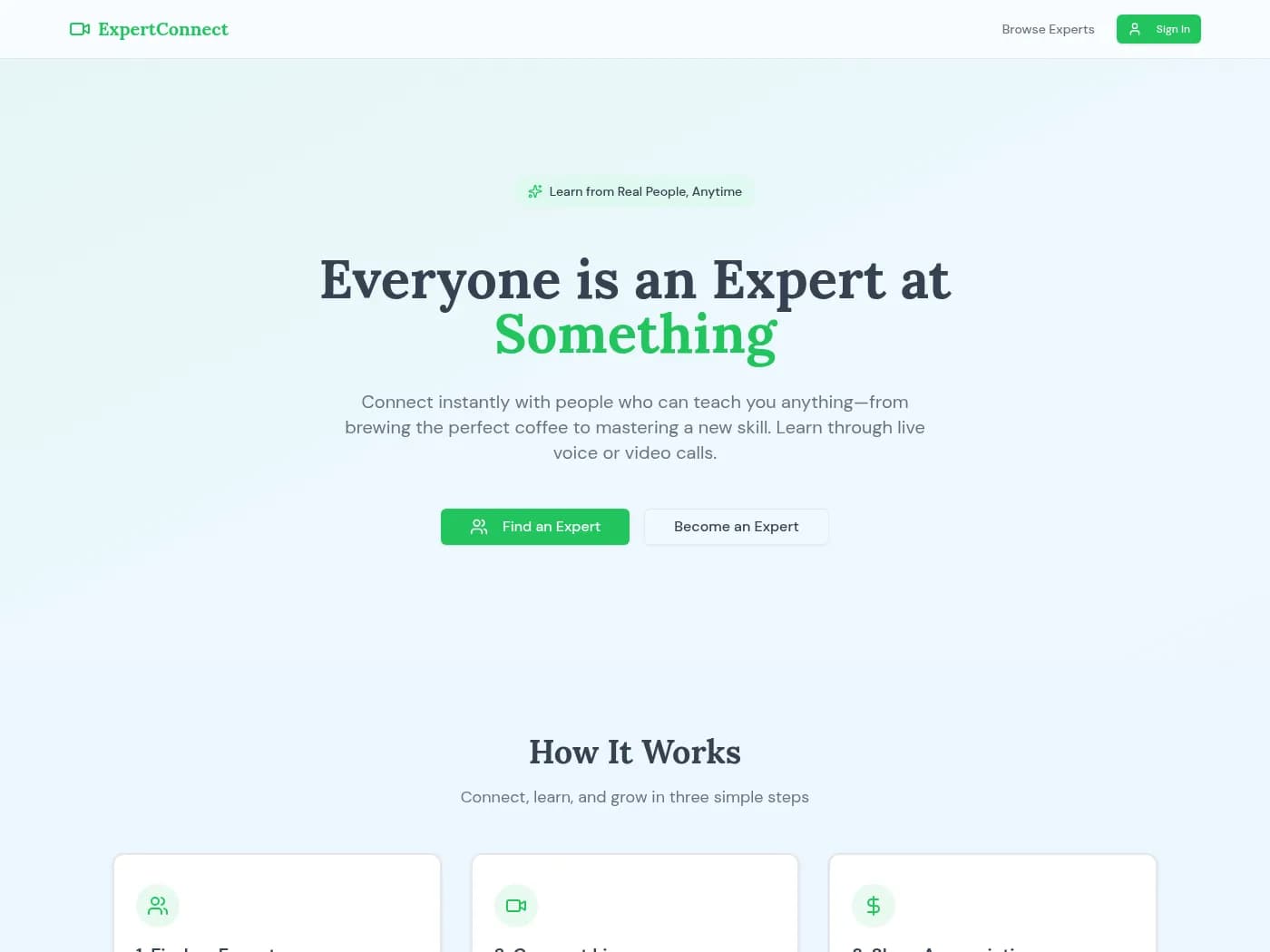 ExpertConnect: Peer-to-Peer Micro-Learning Platform