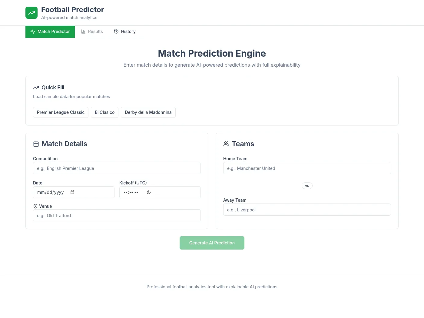 Explainable Football Match Predictor & JSON Generator