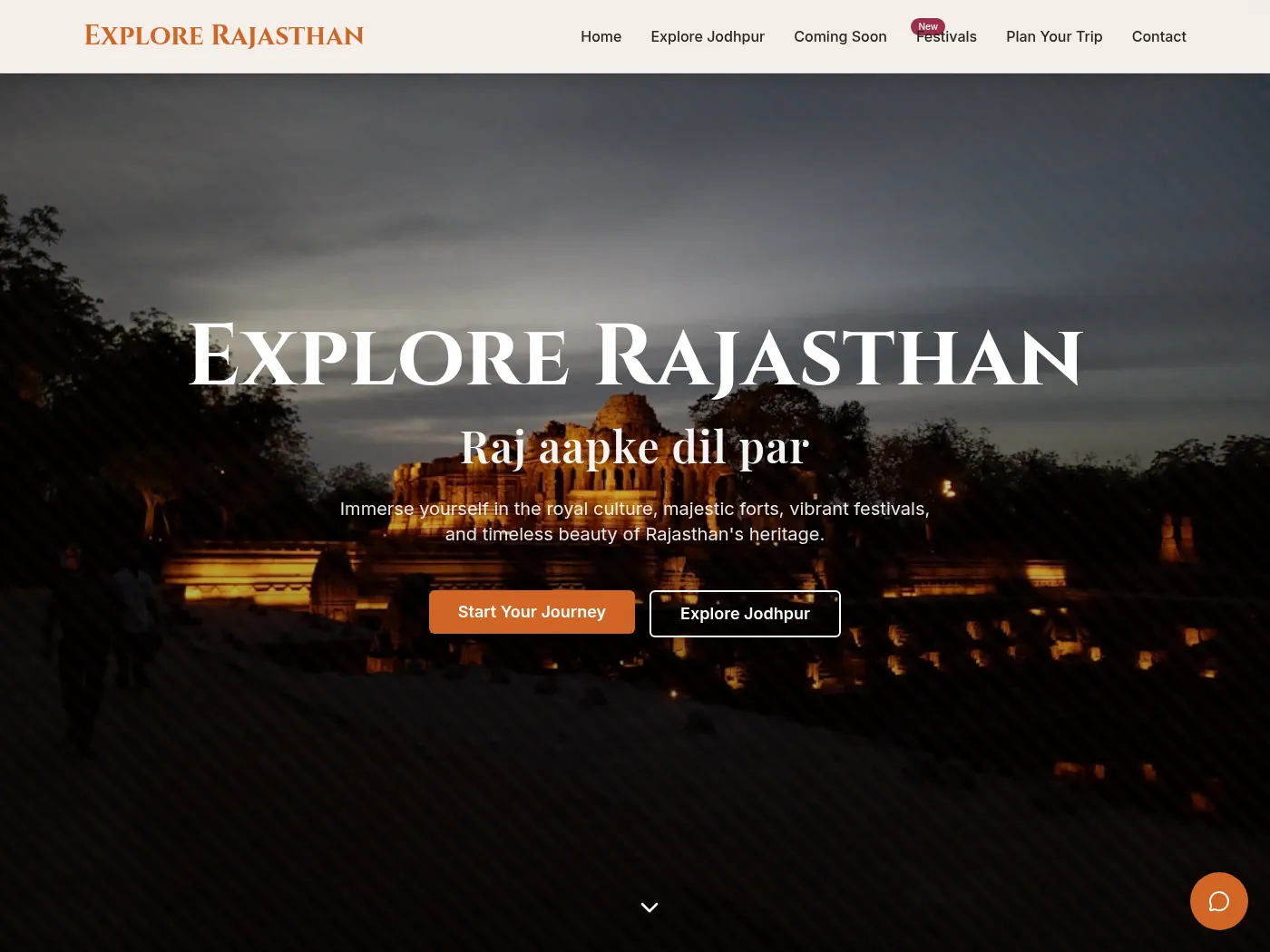 Explore Rajasthan – Immersive Rajasthan Tourism Web App