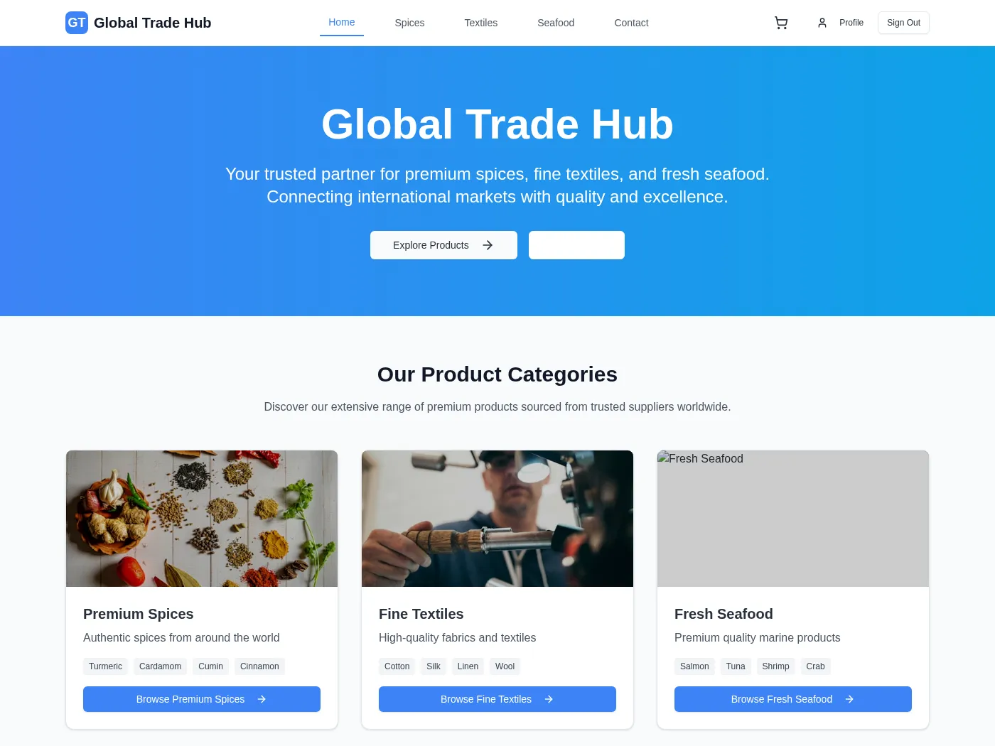 Global Export-Import E-Commerce Platform for Multicategory Product Sales