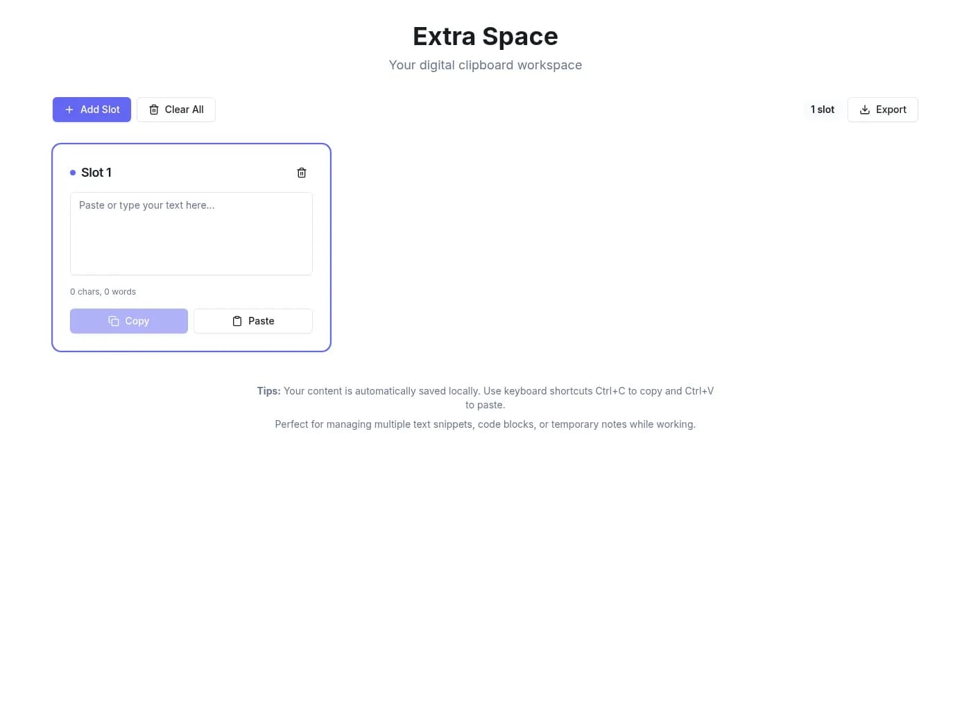 Extra Space Clipboard Utility