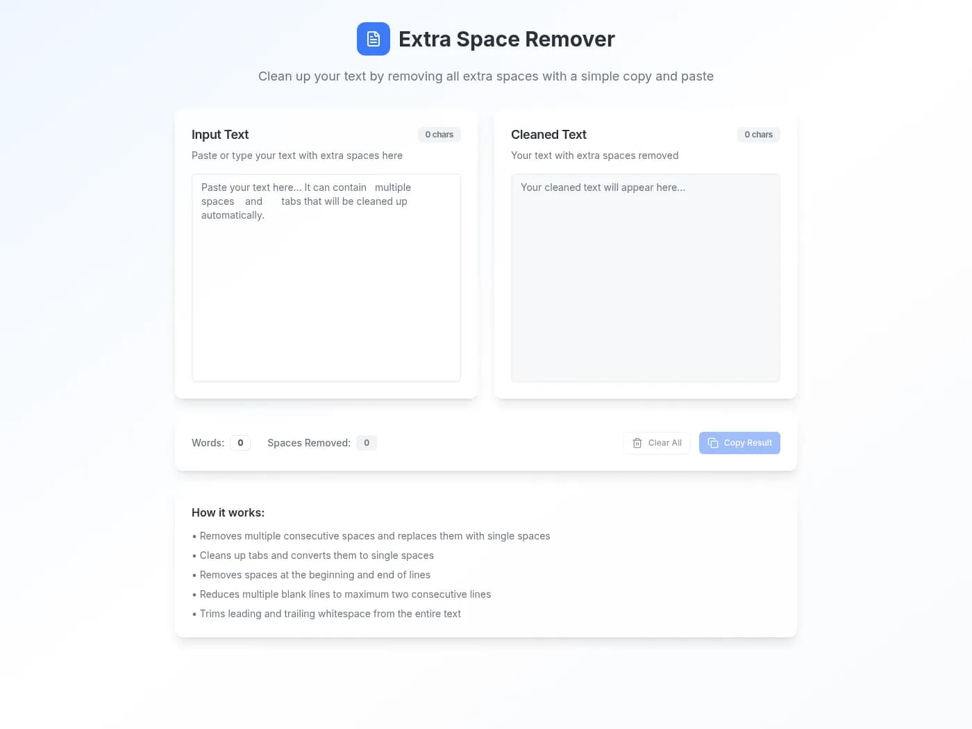 Extra Space Remover Tool