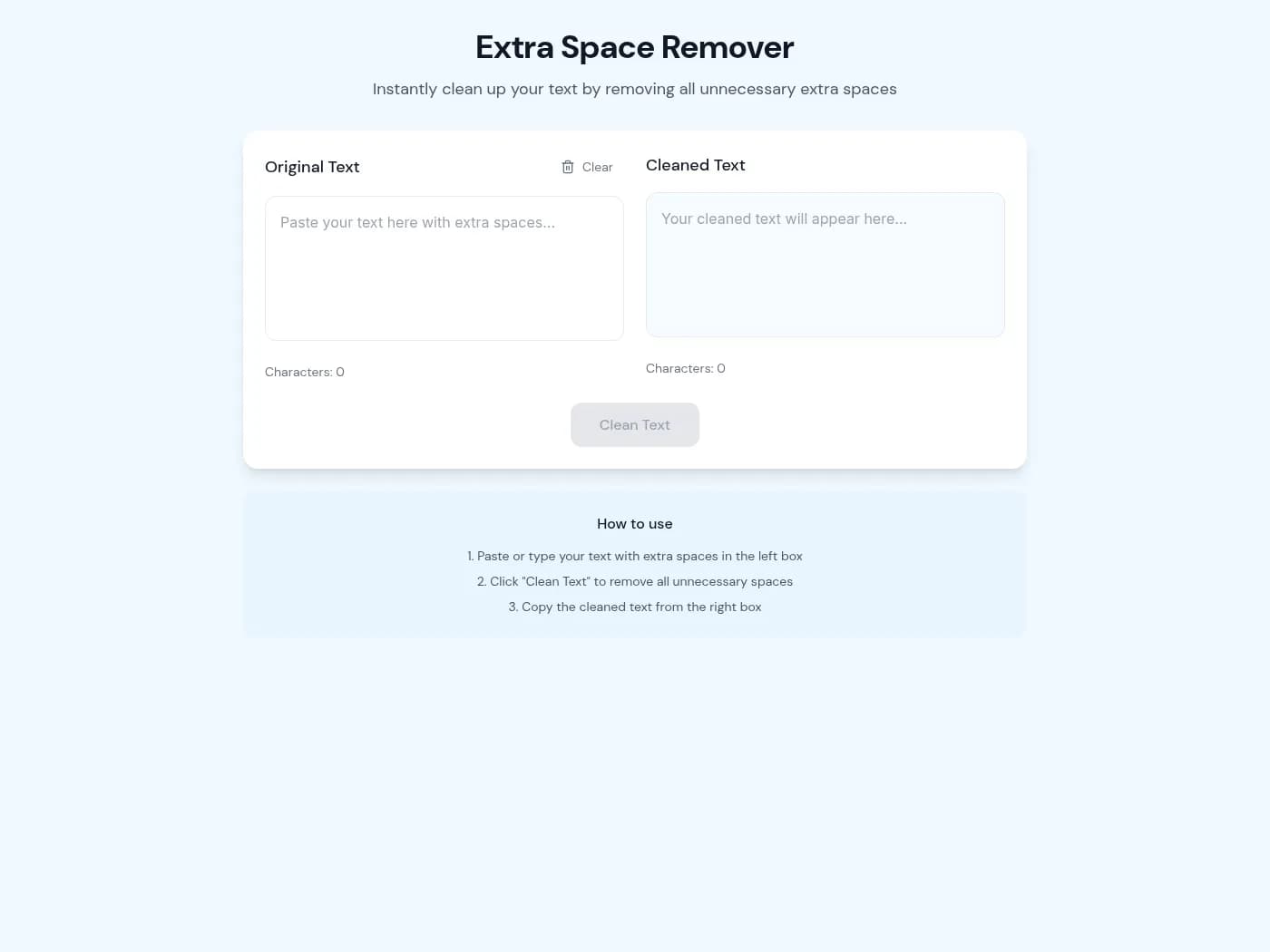 Extra Space Remover: Instant Text Cleaner