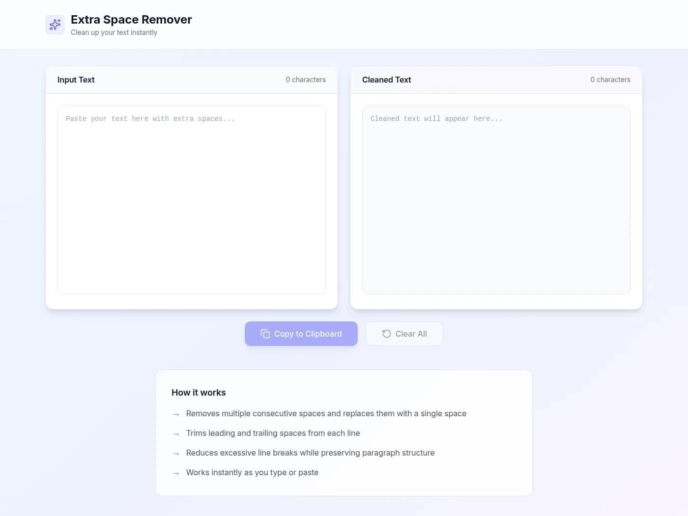 Extra Space Text Remover Tool
