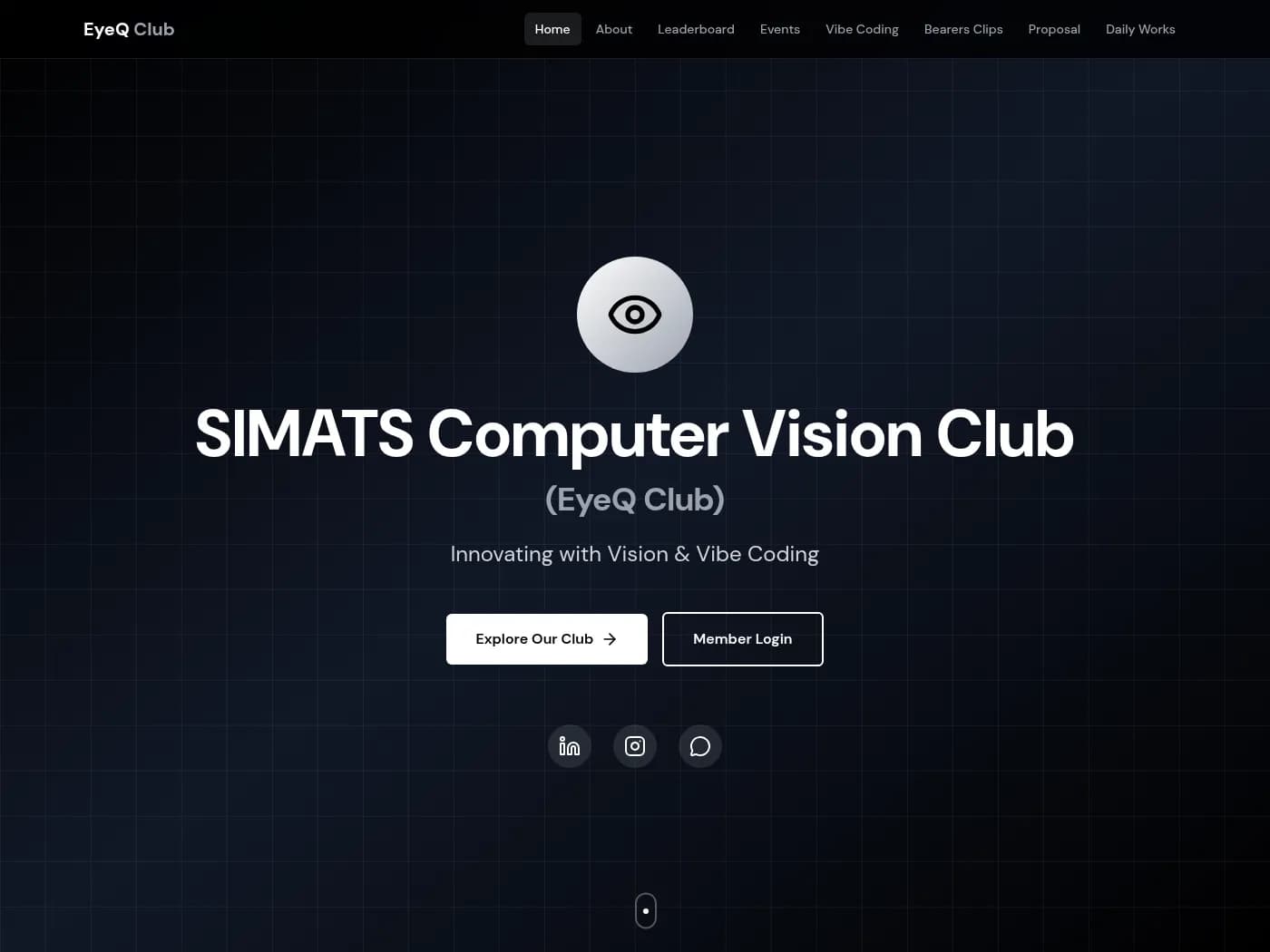 SIMATS Computer Vision Club (EyeQ Club) Animated Website