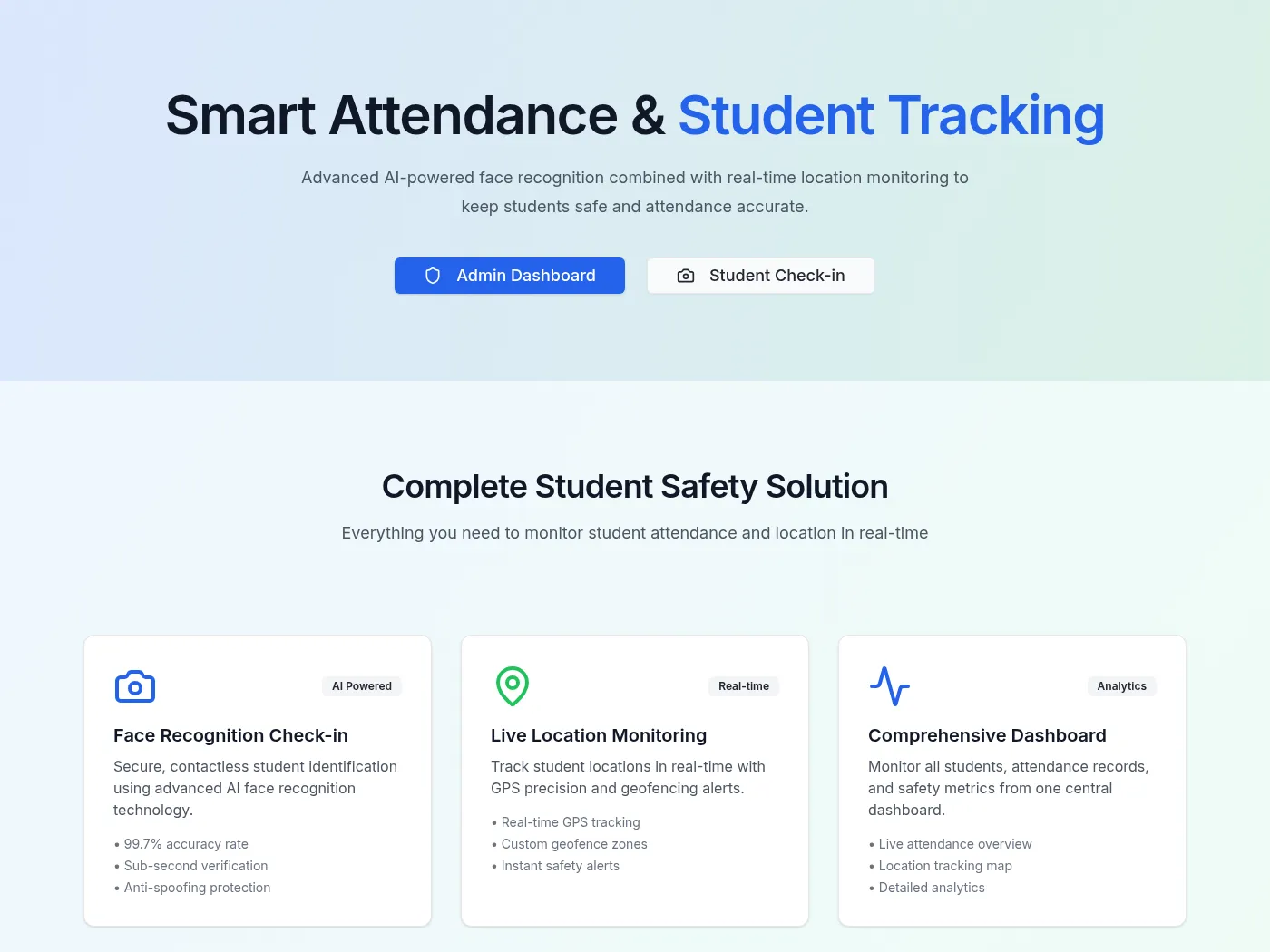 Smart Attendance & Student Tracking Web App