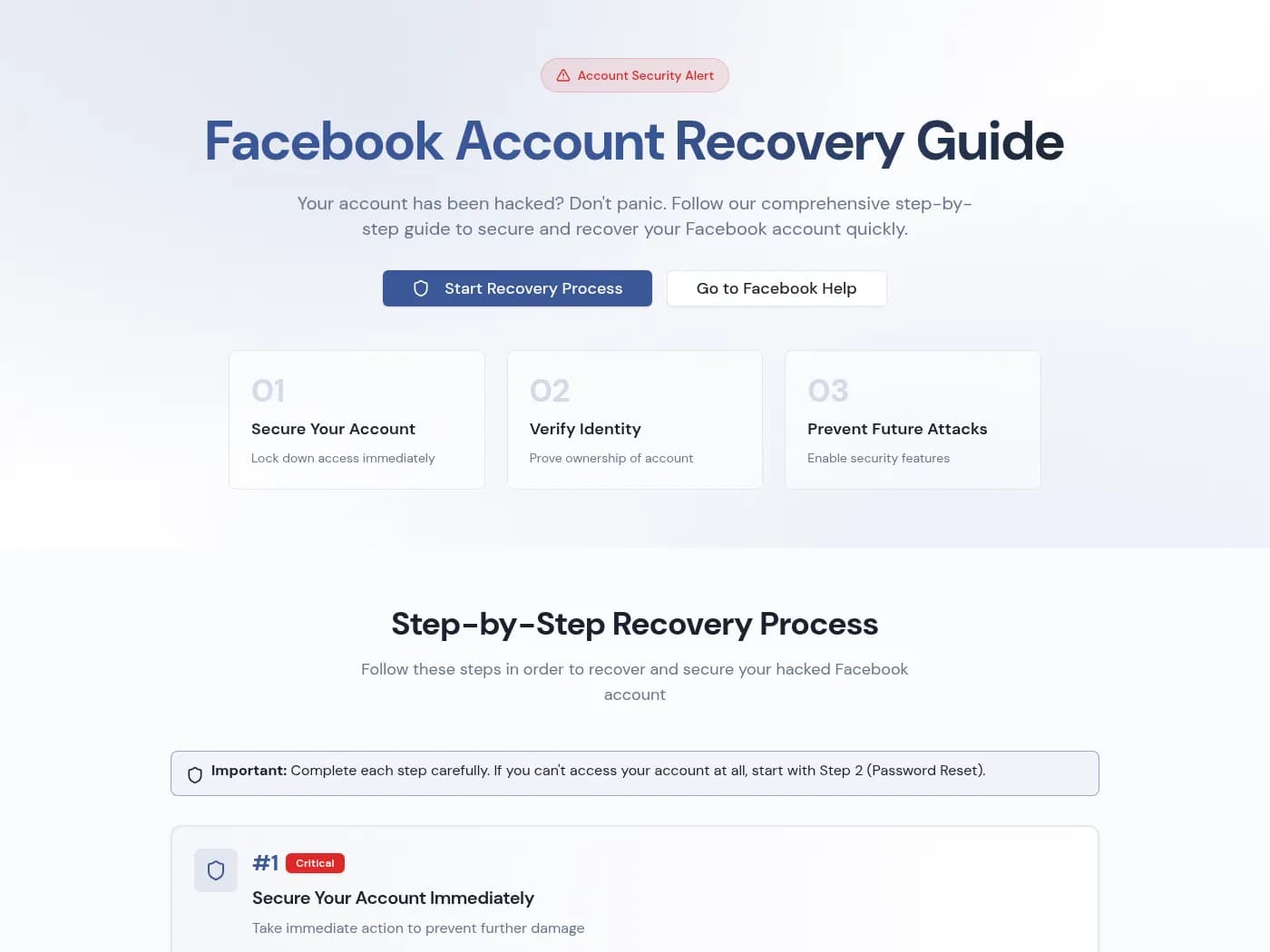 Facebook Account Recovery Helper