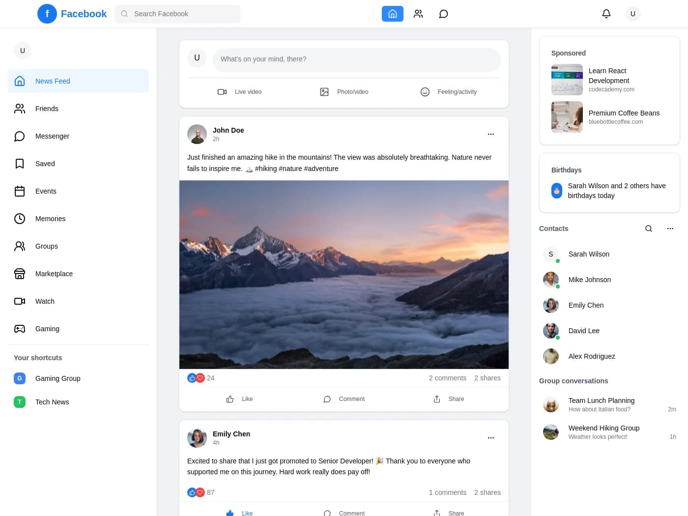 Facebook Clone - Social Media Platform
