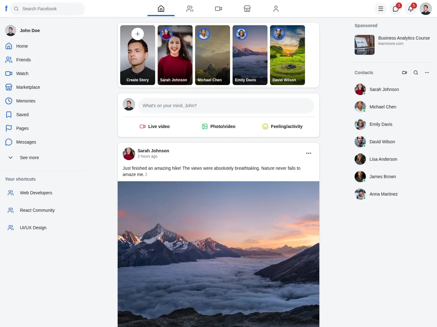 Facebook Frontend Clone