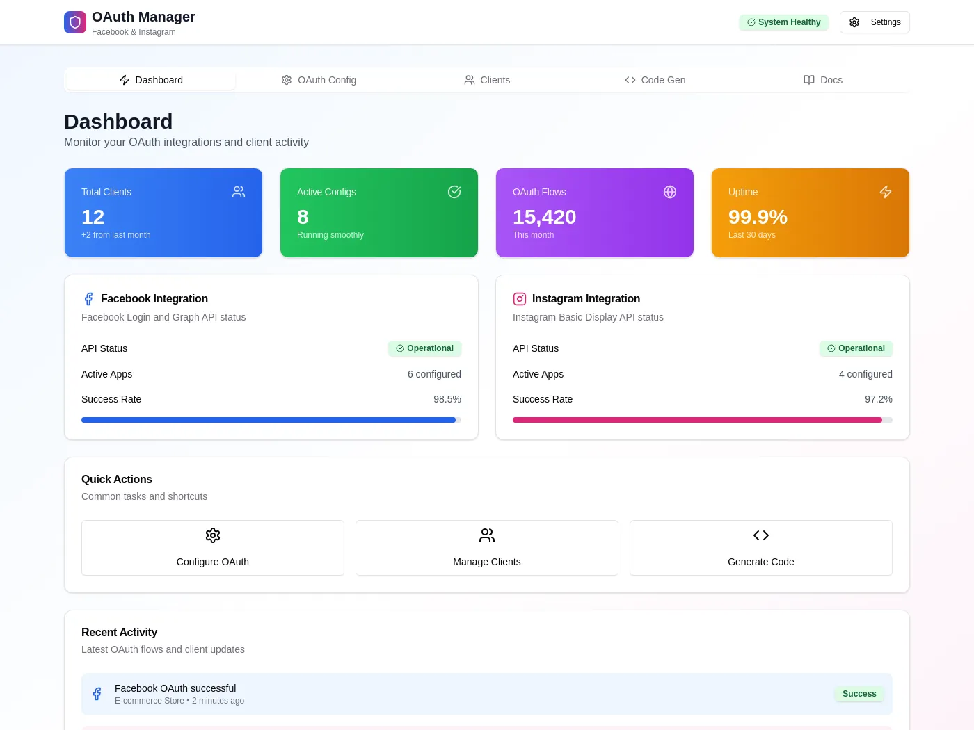 Facebook & Instagram OAuth Client Manager