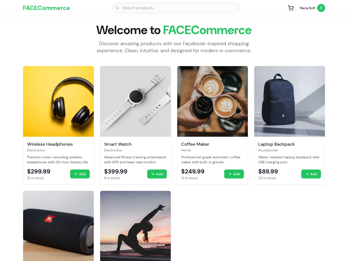 FACECommerce: Modern eCommerce Website Inspired by Facebook UI
