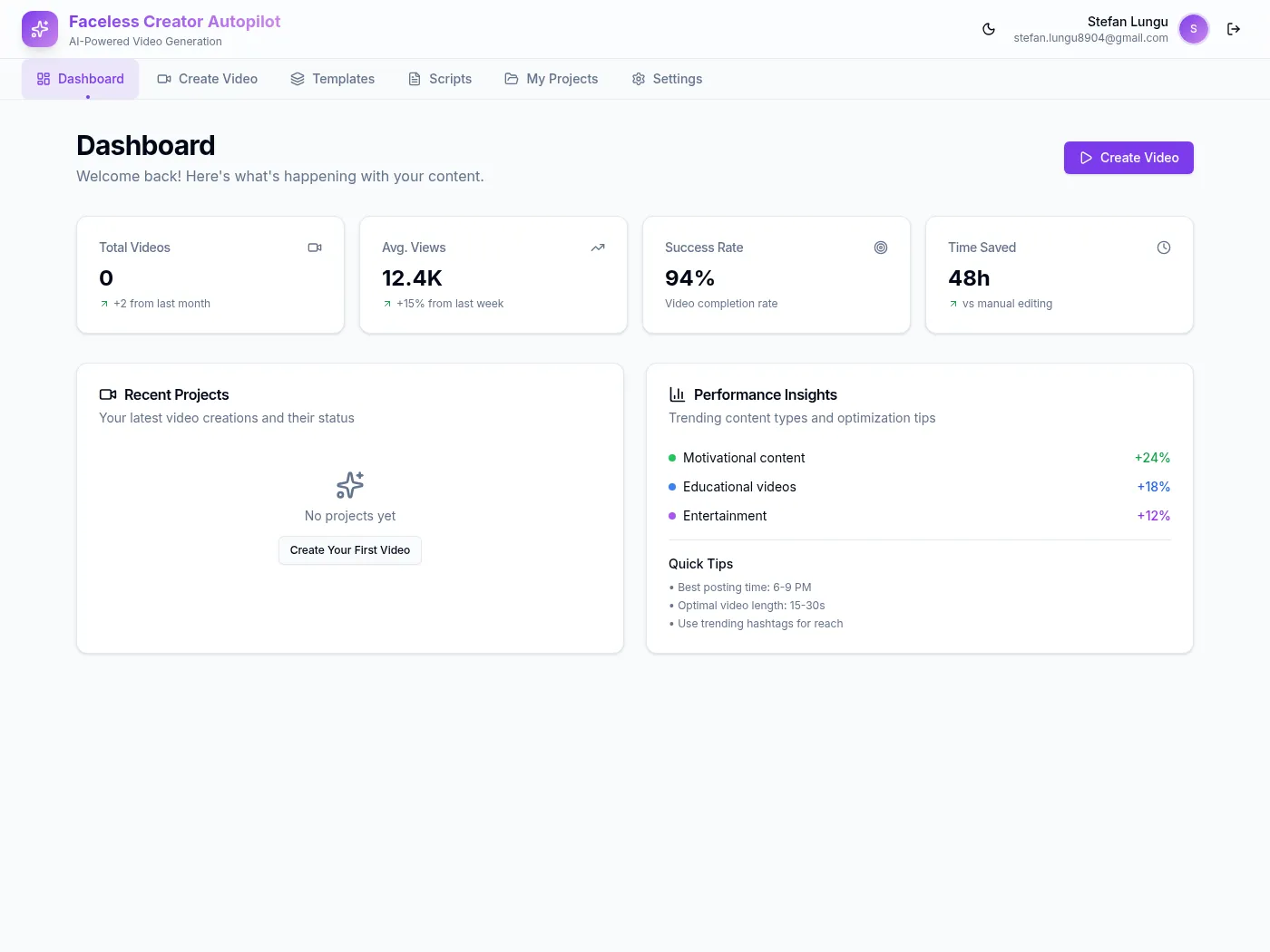 Faceless Creator Autopilot Platform