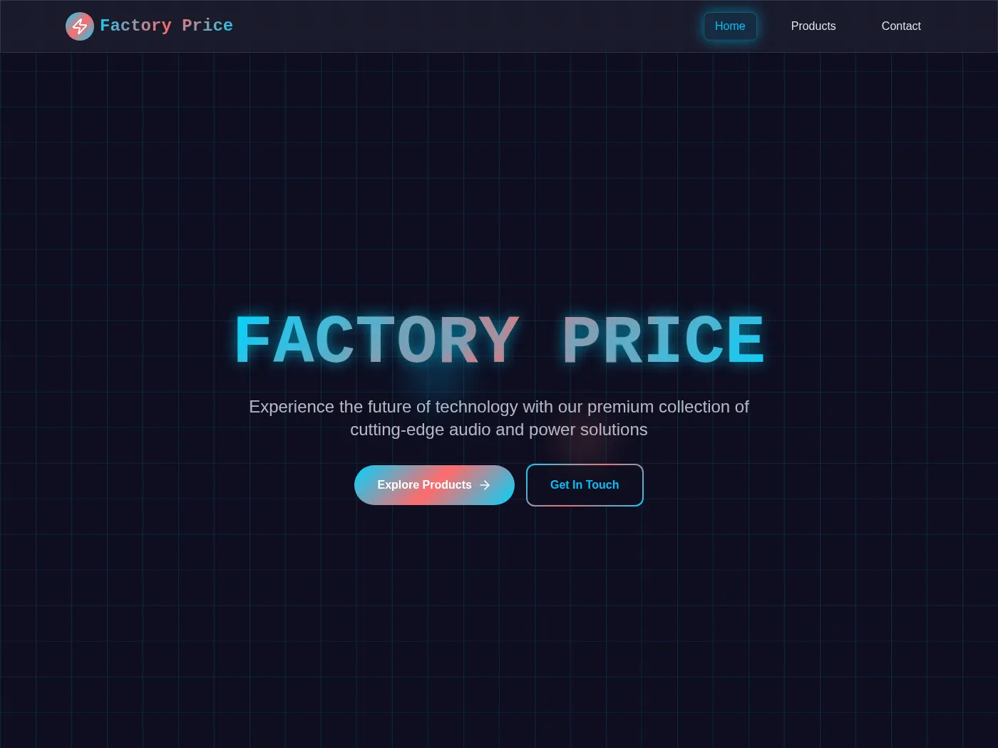 Factory Price Futuristic Product Showcase Website