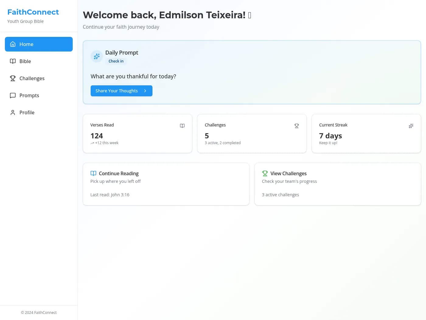 FaithConnect: Interactive PWA Bible & Community for Youth Groups