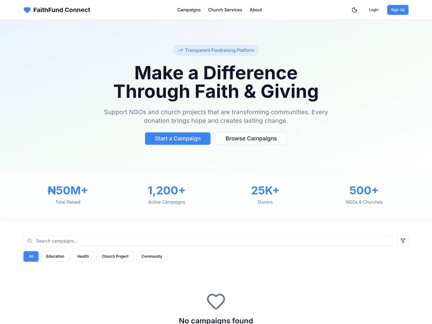 FaithFund Connect – An Integrated NGO & Church Fundraising Platform