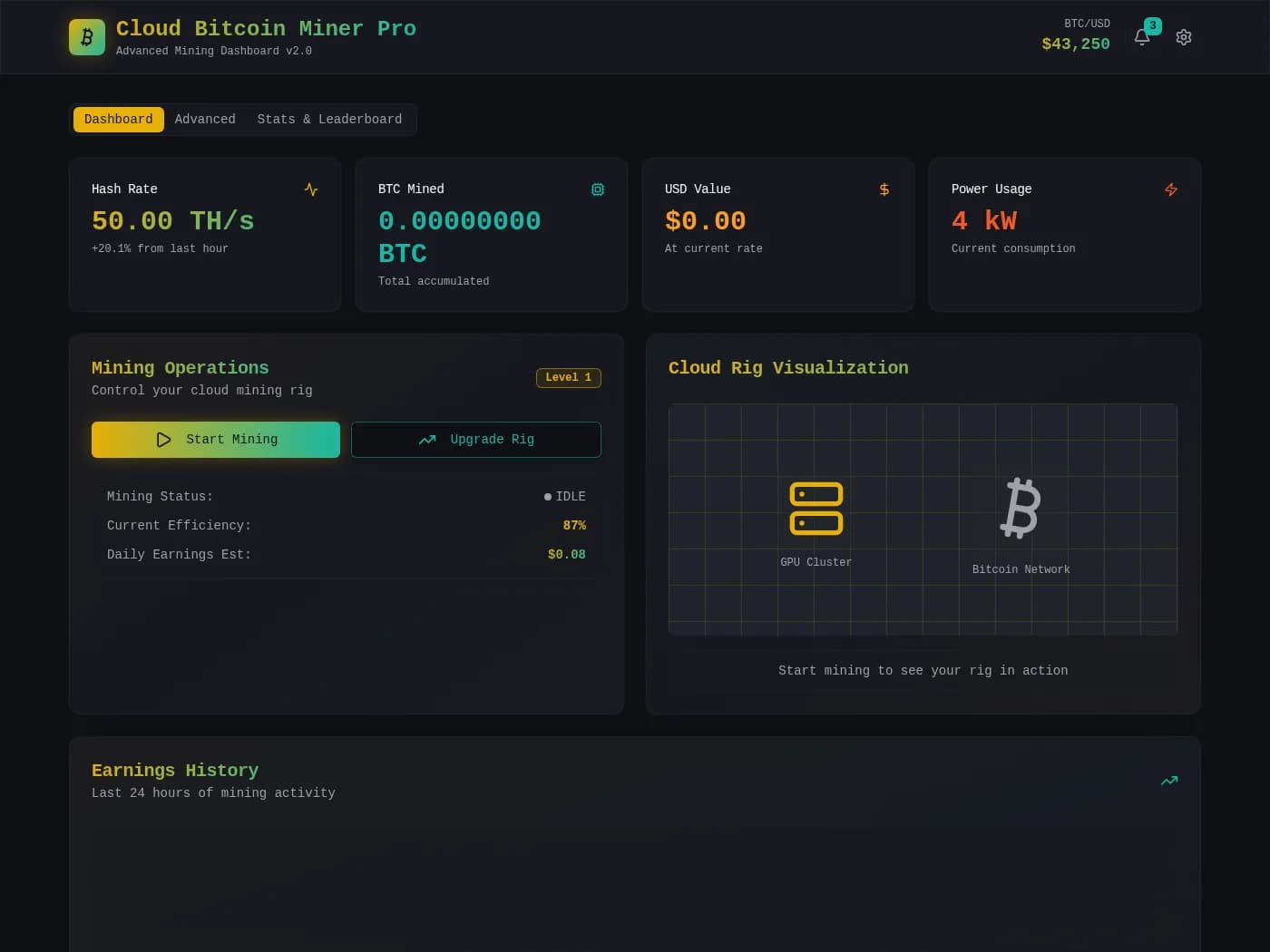 Fake Cloud Bitcoin Miner Simulator
