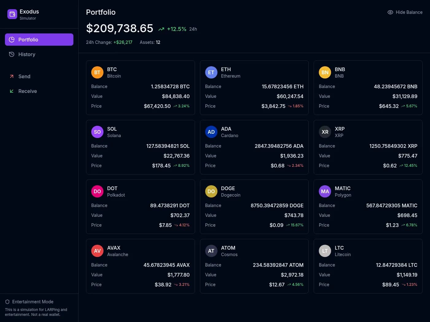 Exodus Wallet Simulator for LARPing & Entertainment