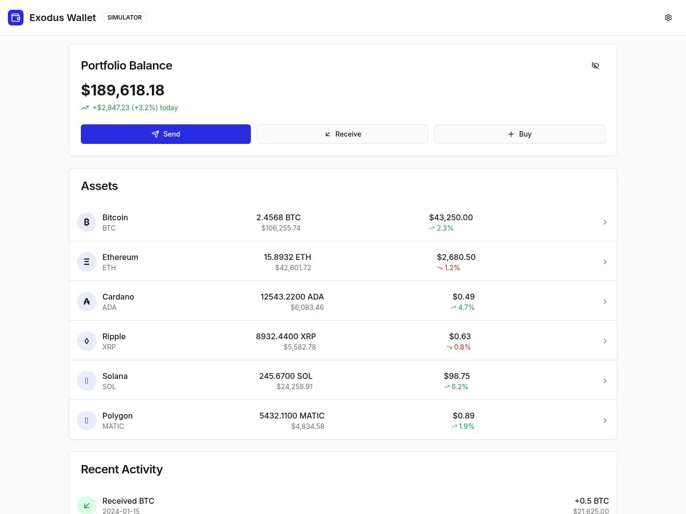 Fake Exodus Wallet Simulator for Entertainment & LARPing