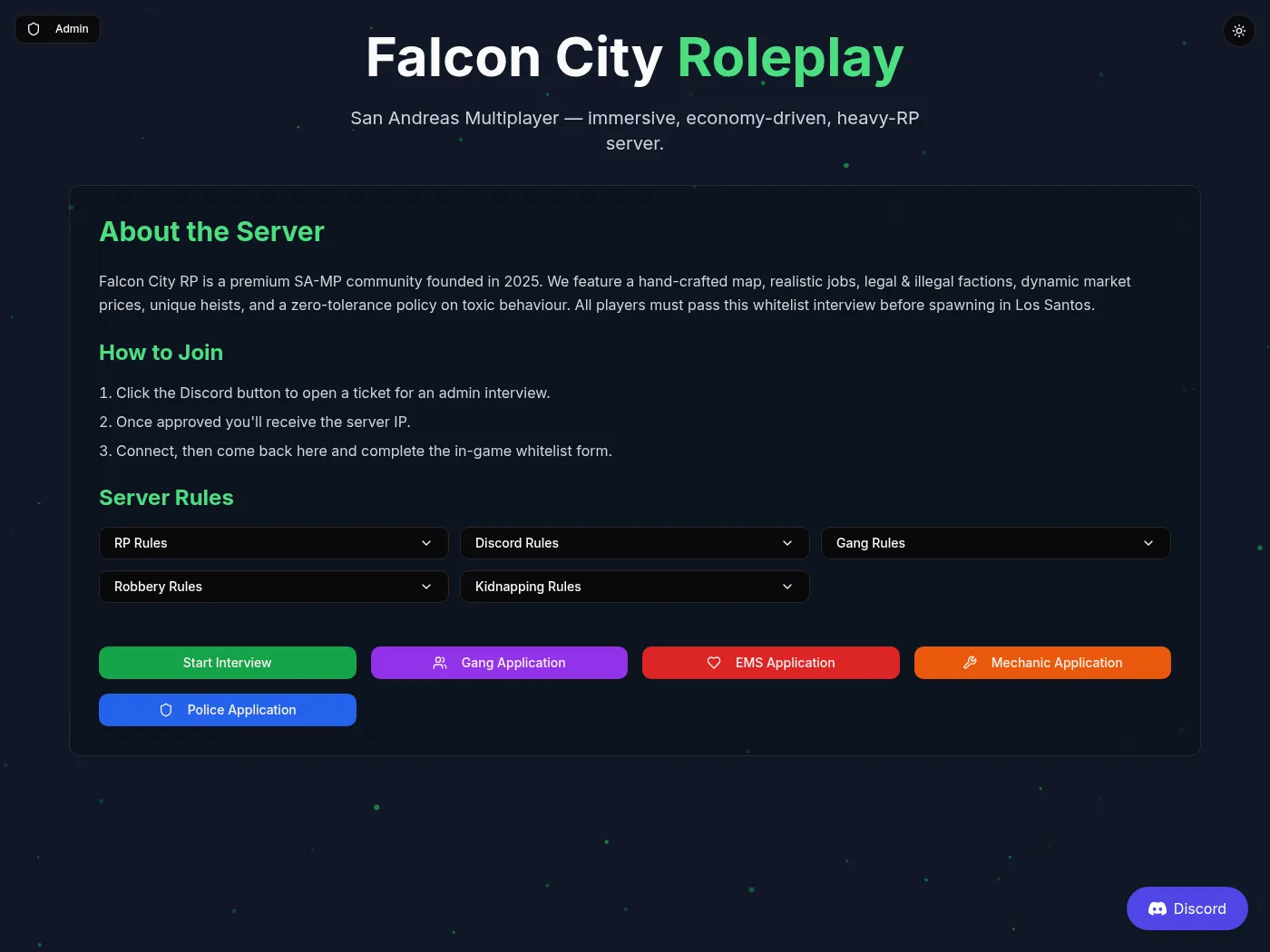Falcon City Roleplay Dynamic Application Portal