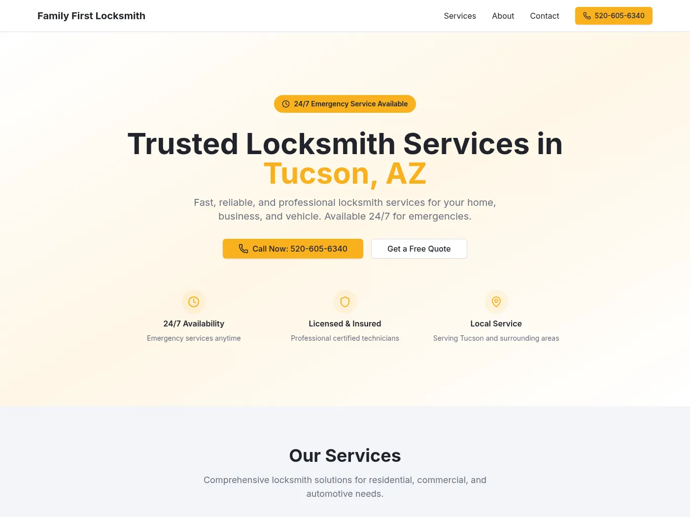 Family First Locksmith Service Website