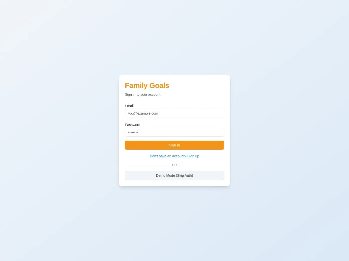 Family Goal Setting & Accountability App