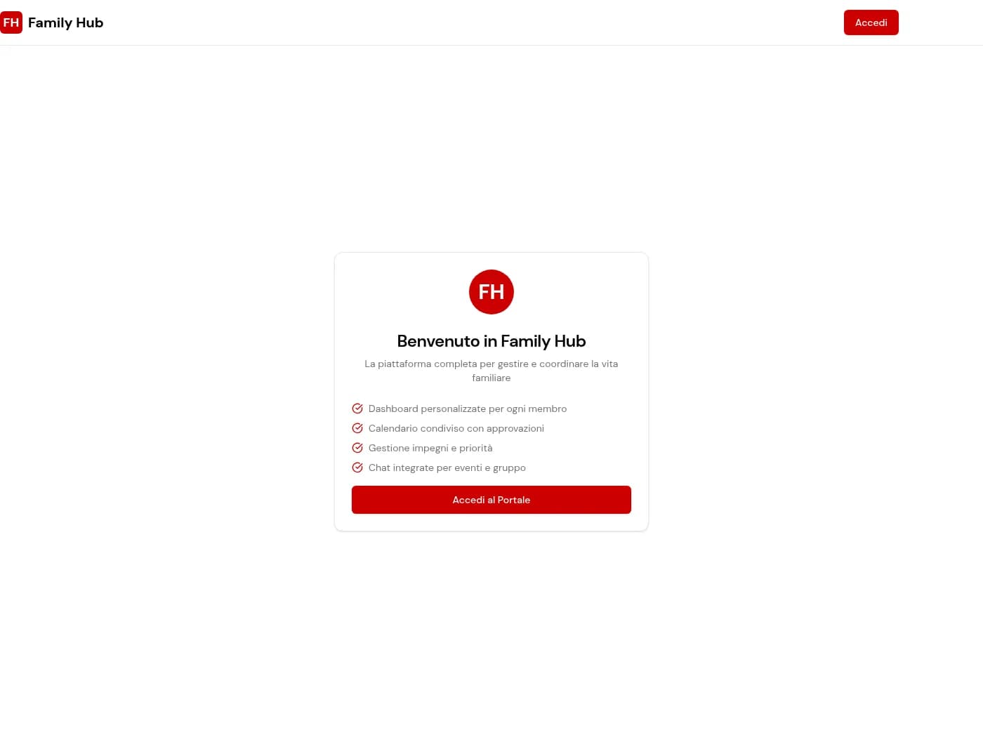 Family Hub – Piattaforma Gestionale Avanzato per Famiglie