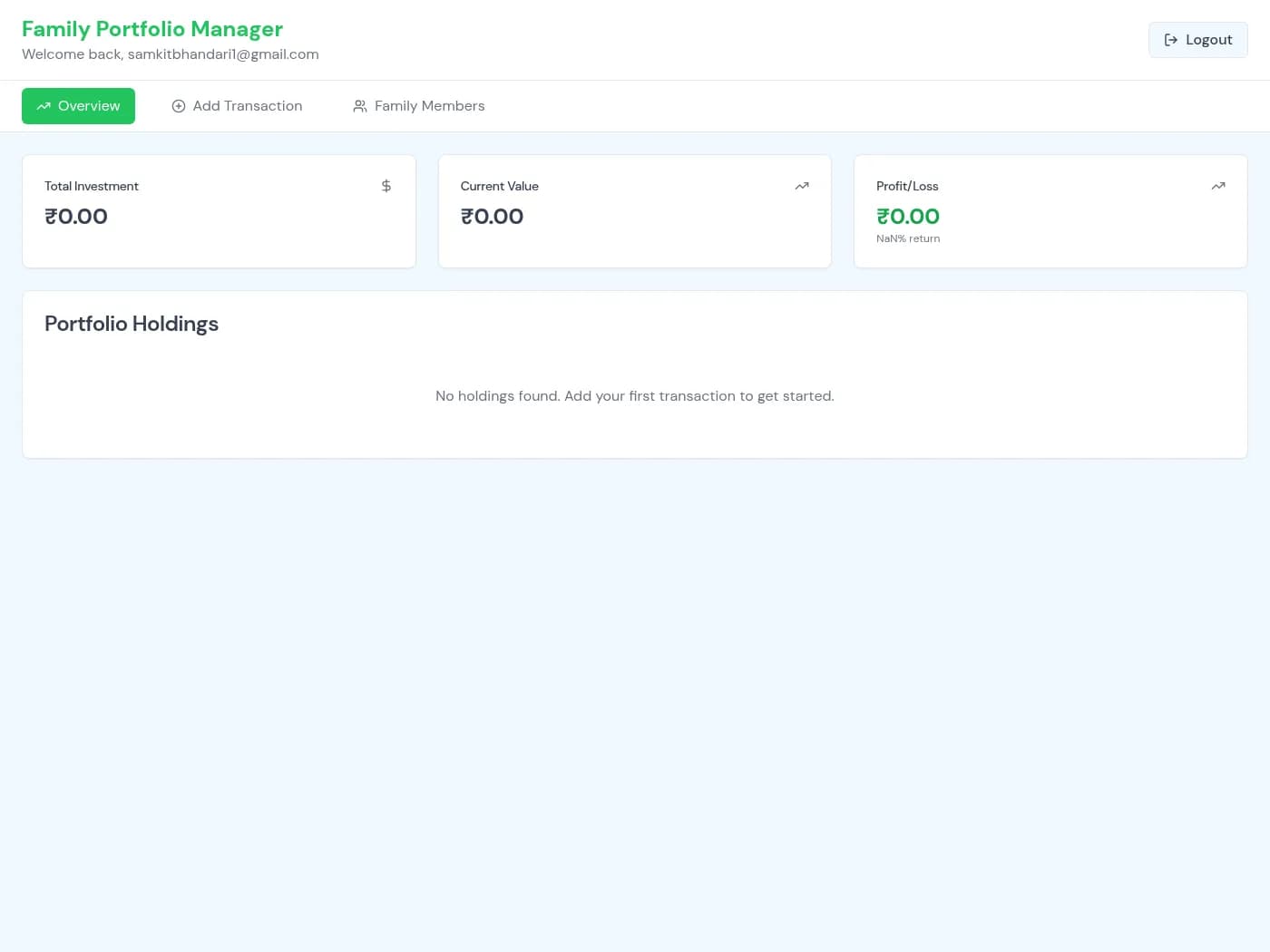 Family Portfolio Manager for Indian Stock Market