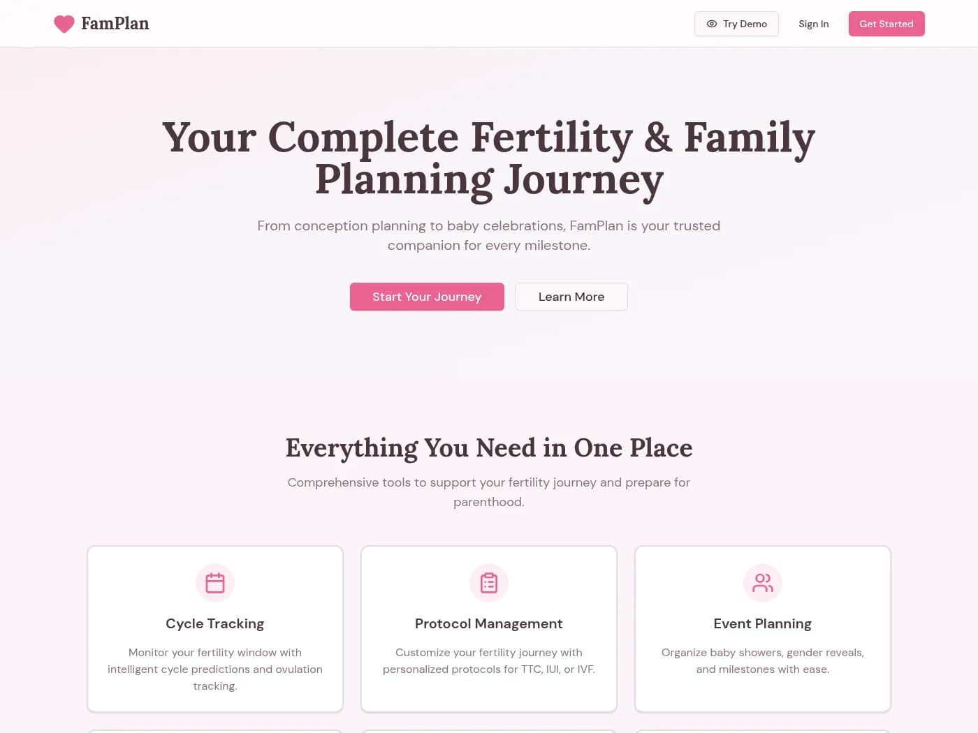FamPlan: Modern Family Planning & Fertility Journey Platform