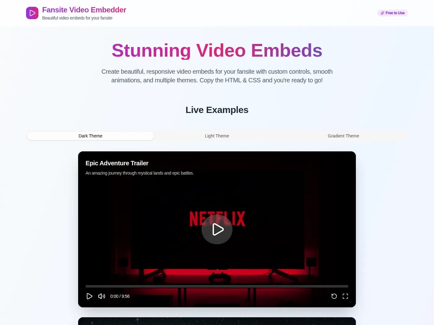Fansite Video Embedder