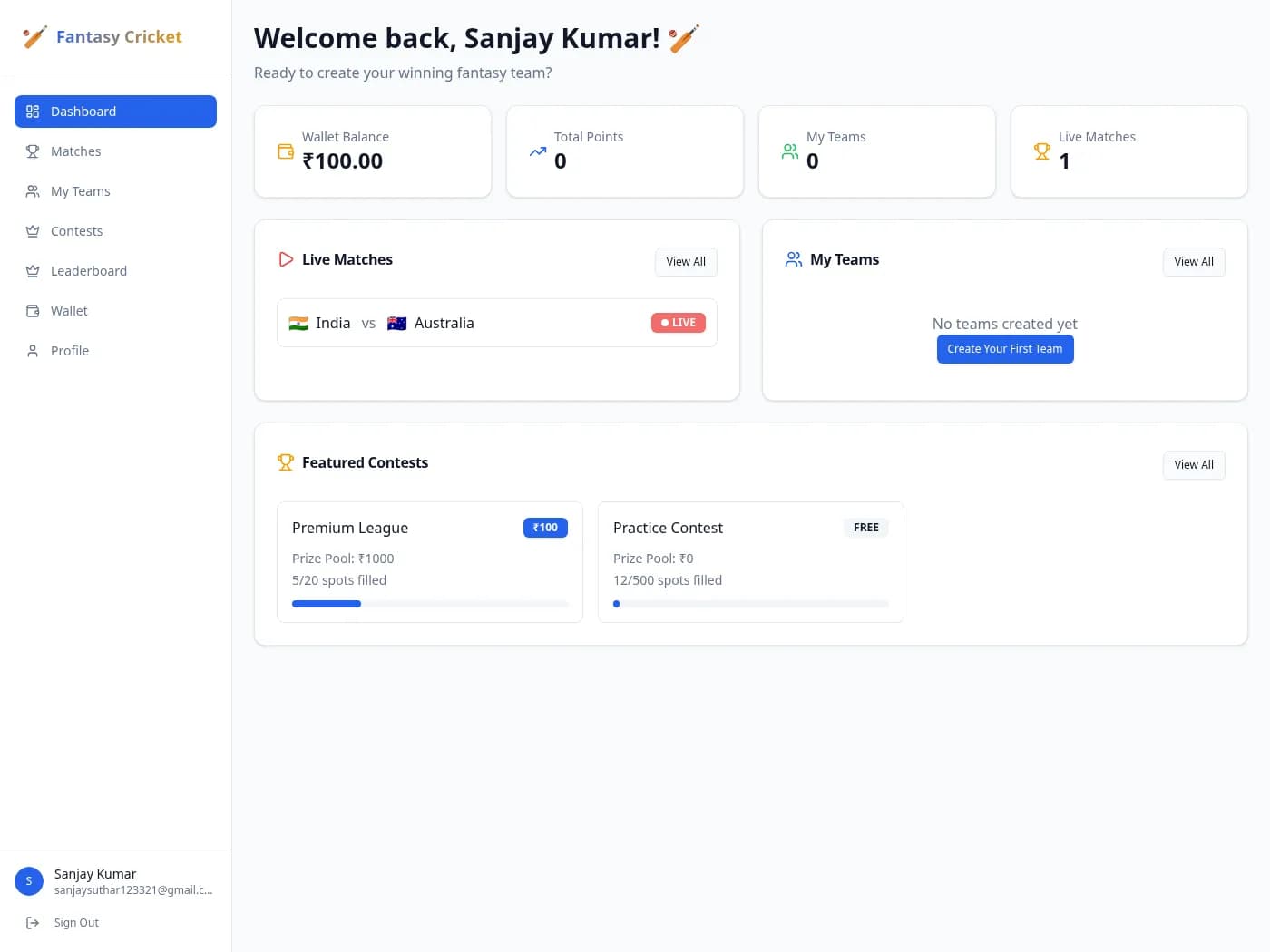 Fantasy Cricket Platform