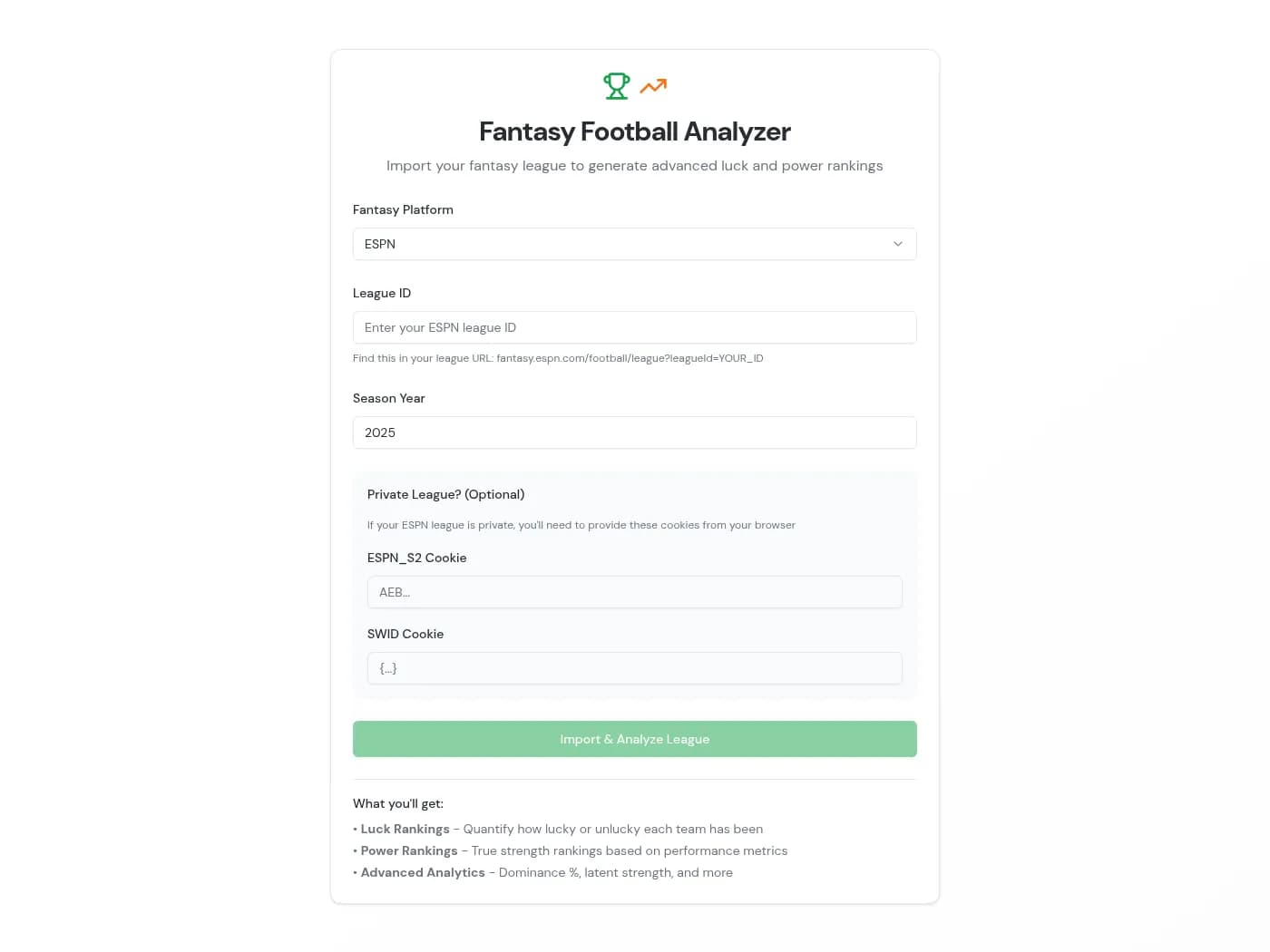 Fantasy Football Luck & Power Analyzer