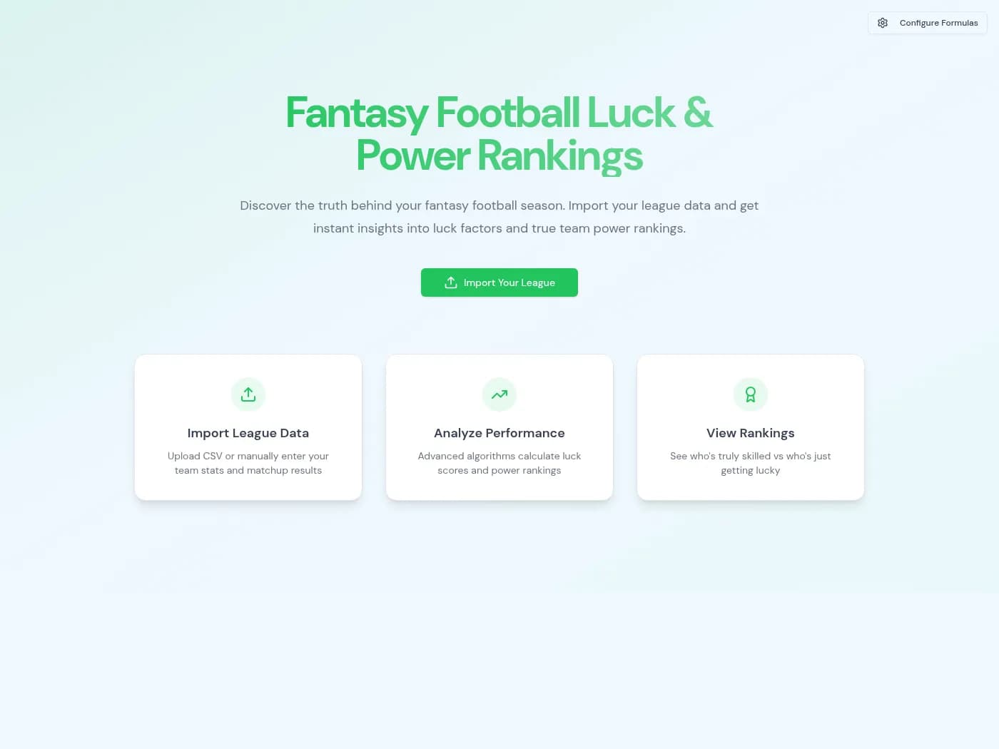 Fantasy Football Luck & Power Rankings Platform