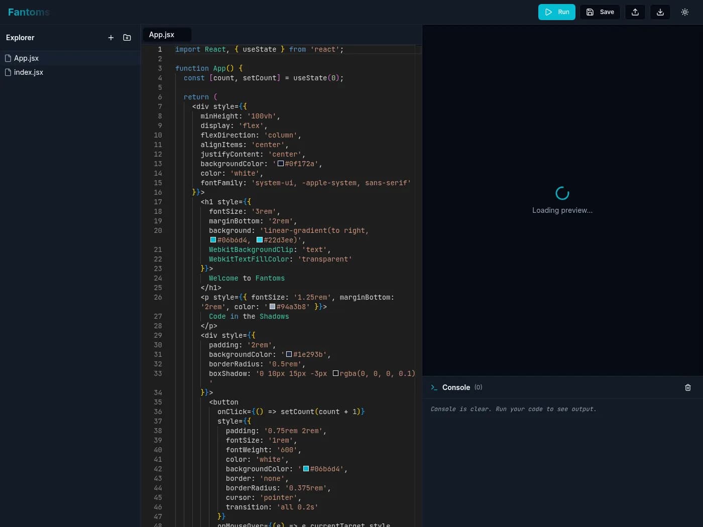 Fantoms: Advanced In-Browser React Playground & IDE
