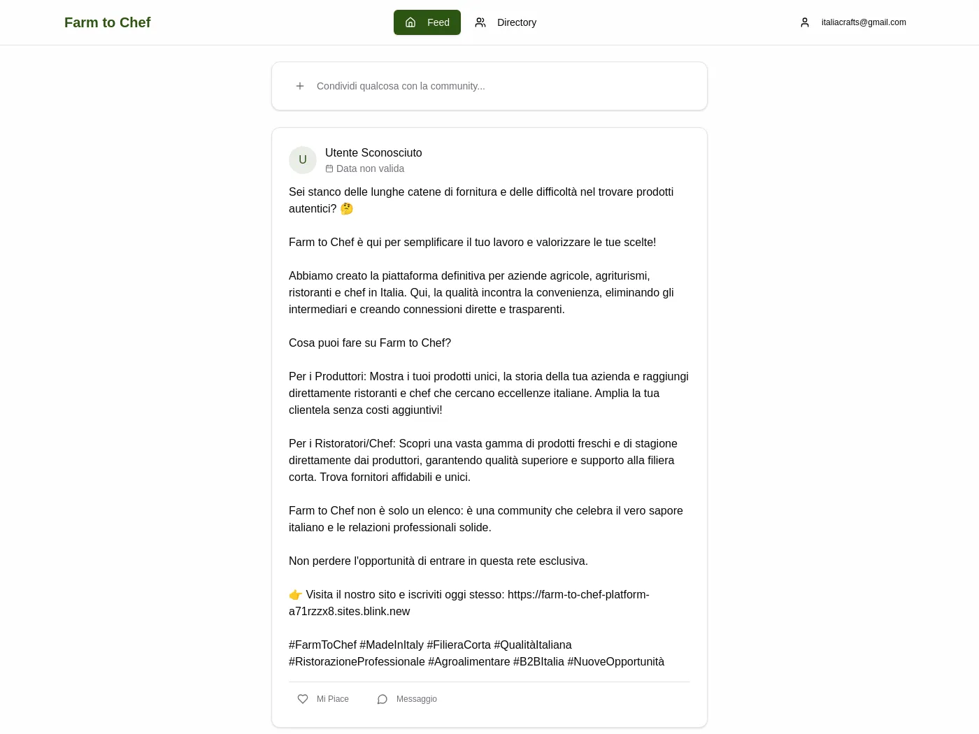 Farm to Chef B2B Platform
