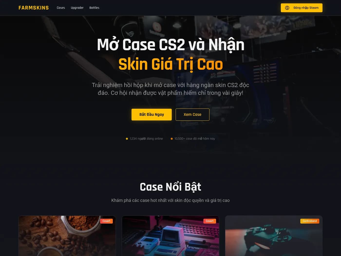 Farmskins-Inspired Gaming Skin Landing Page