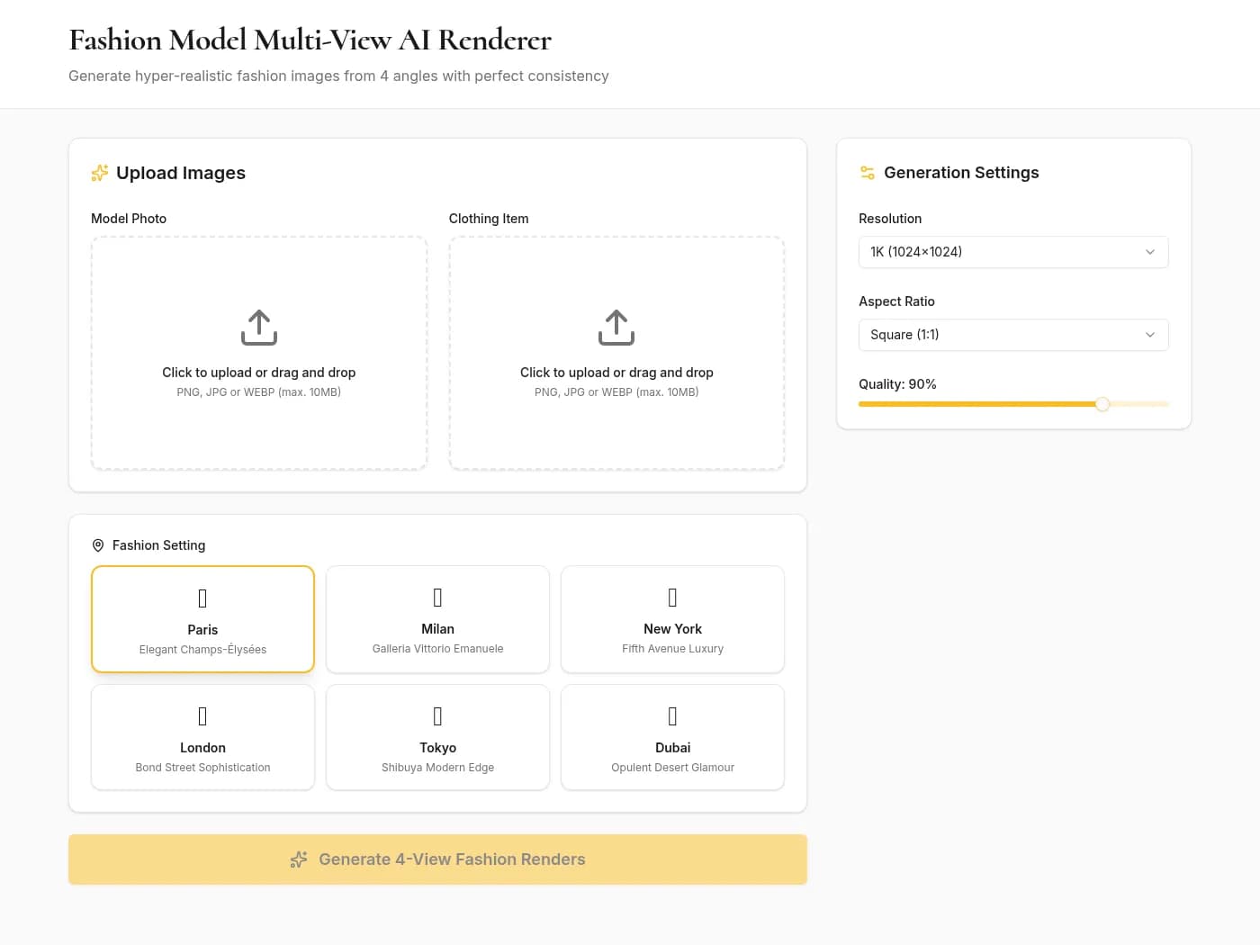 Fashion Model Multi-View AI Renderer