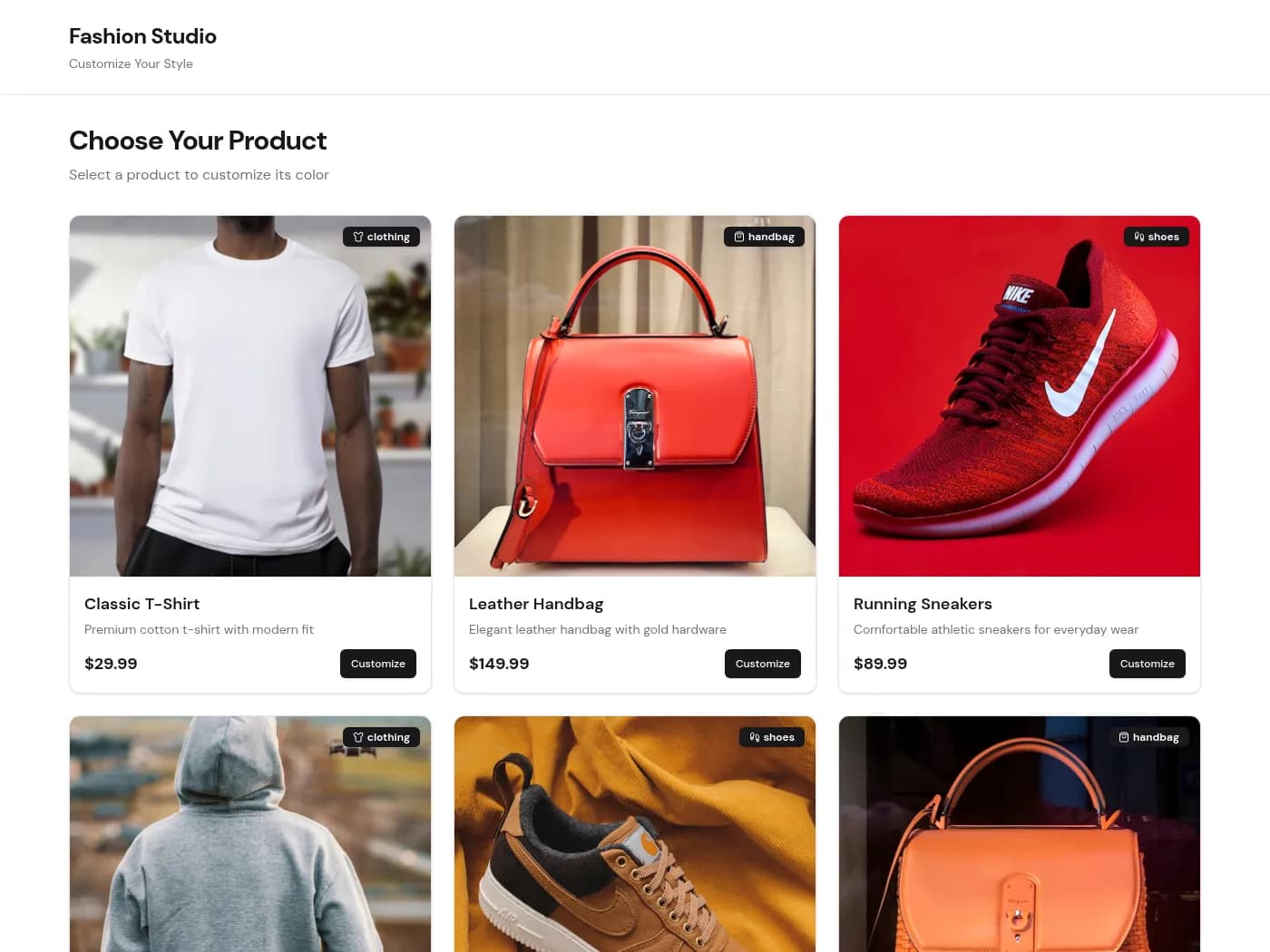 Realistic Fashion Product Color Customizer