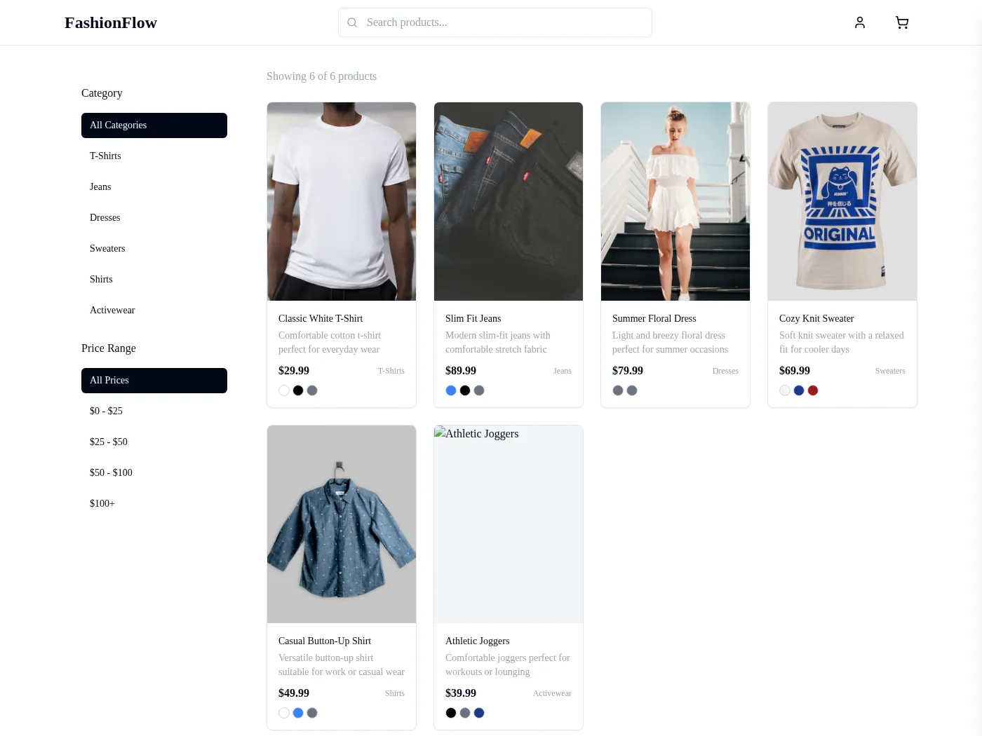 FashionFlow Online Clothing Store