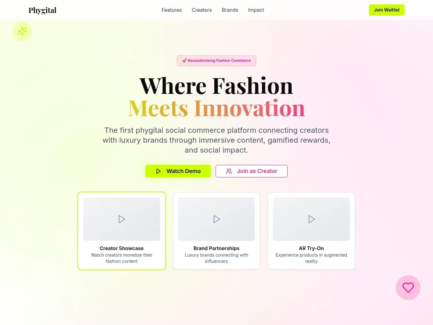 Phygital FashionTech Social Commerce Platform Landing Page