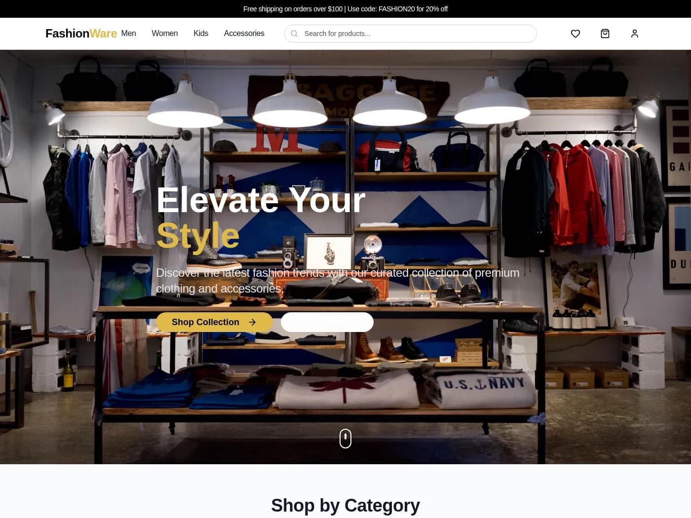 FashionWare: Modern E-commerce Platform for Fashion