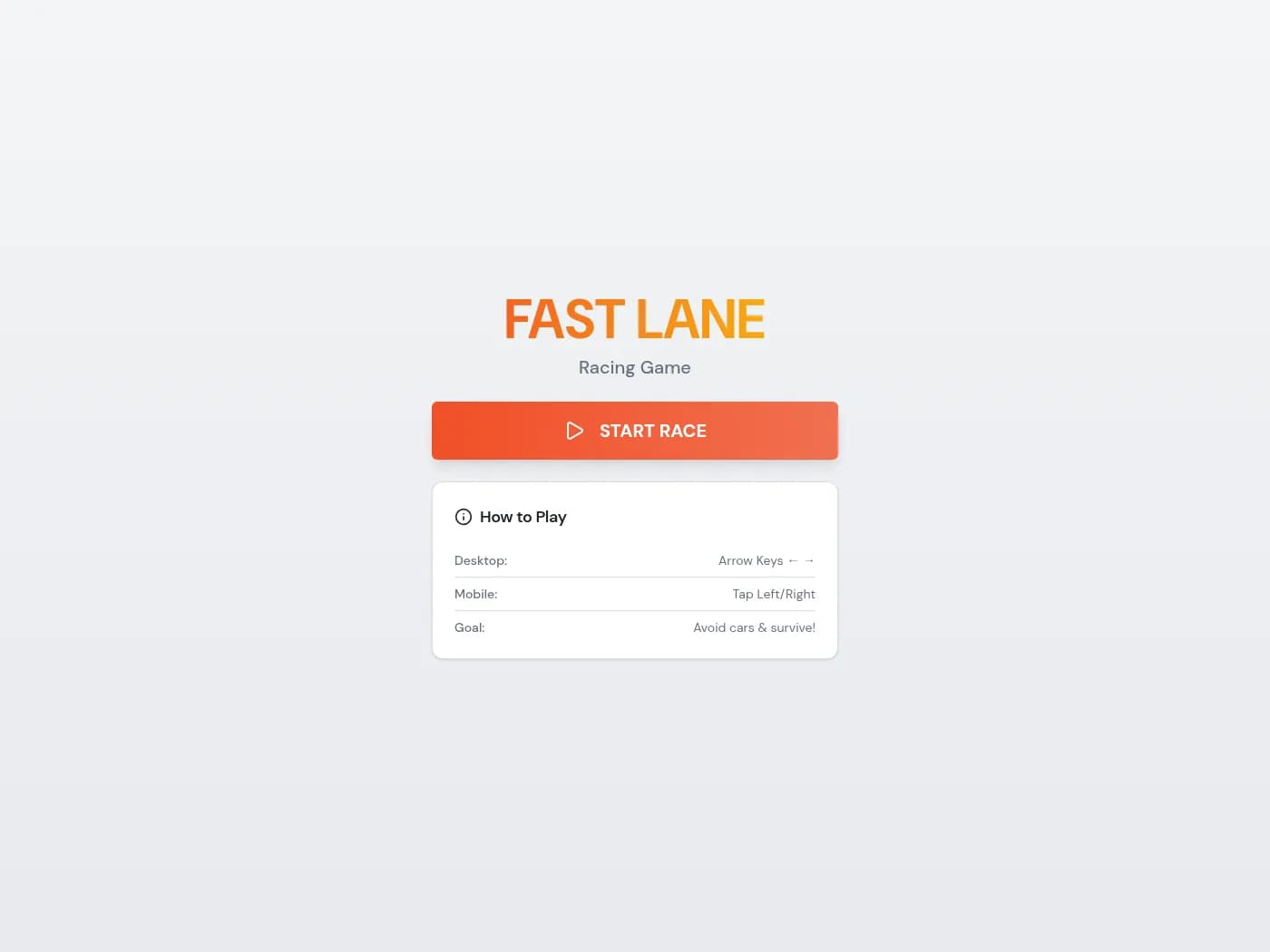 Fast Lane Racing Game