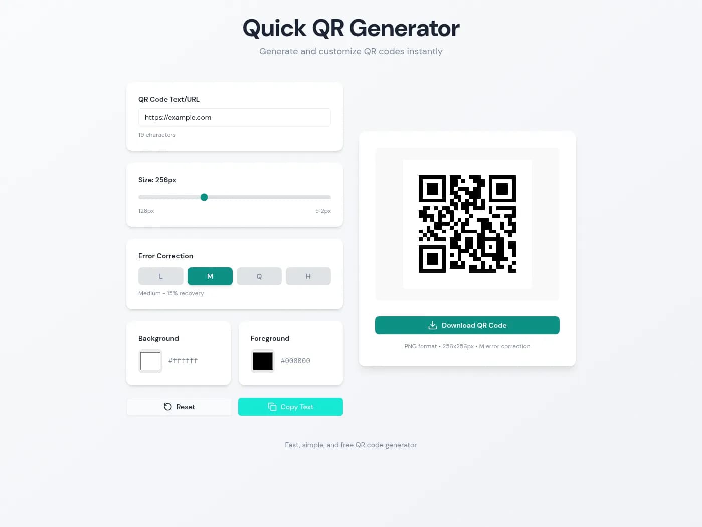 Quick QR Generator