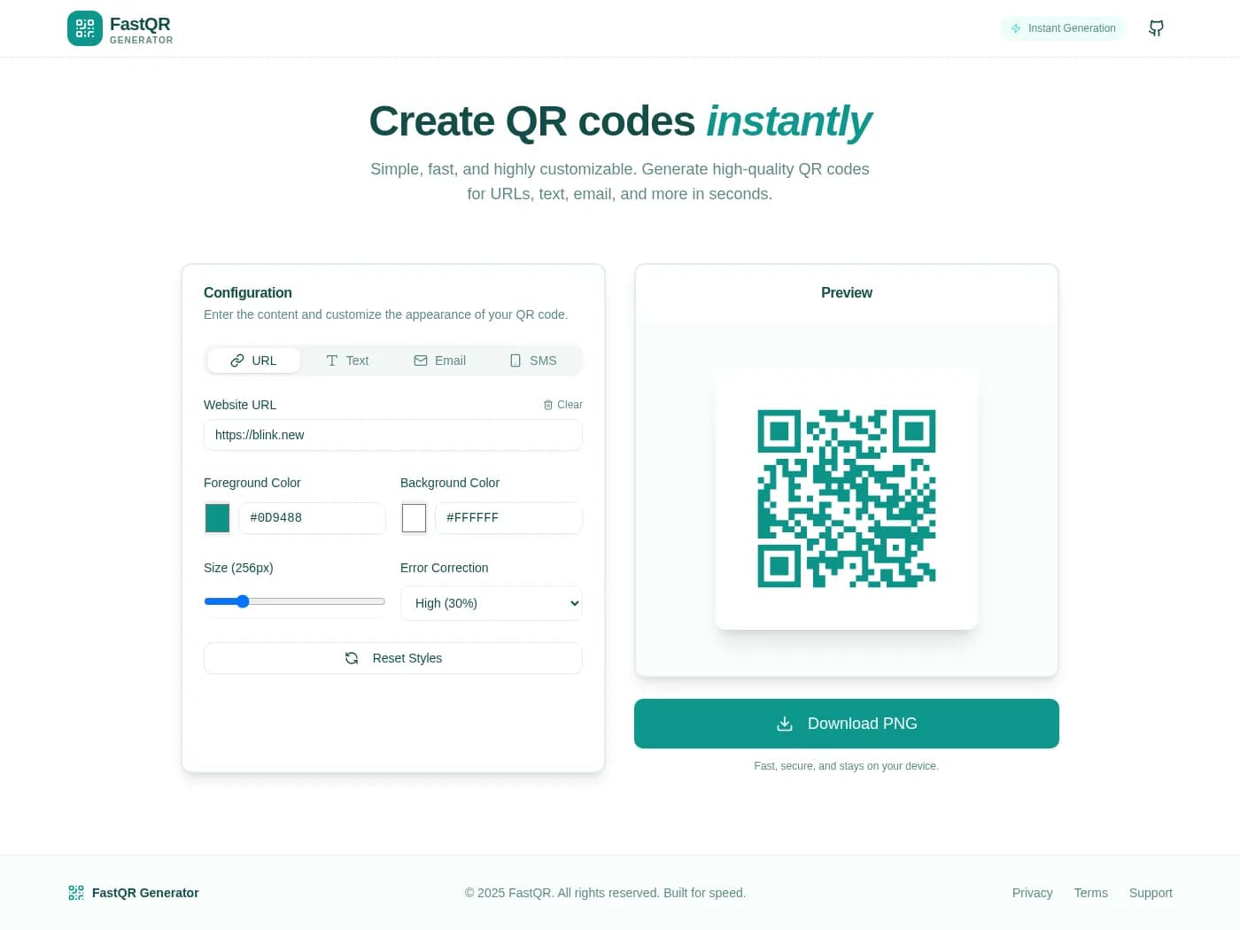 Fast QR Code Generator