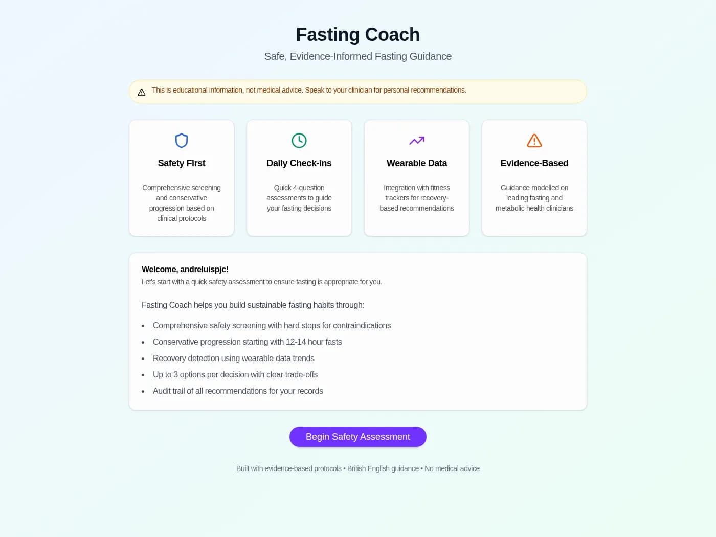 Fasting Coach: Safe, Evidence-Informed Fasting Guidance App